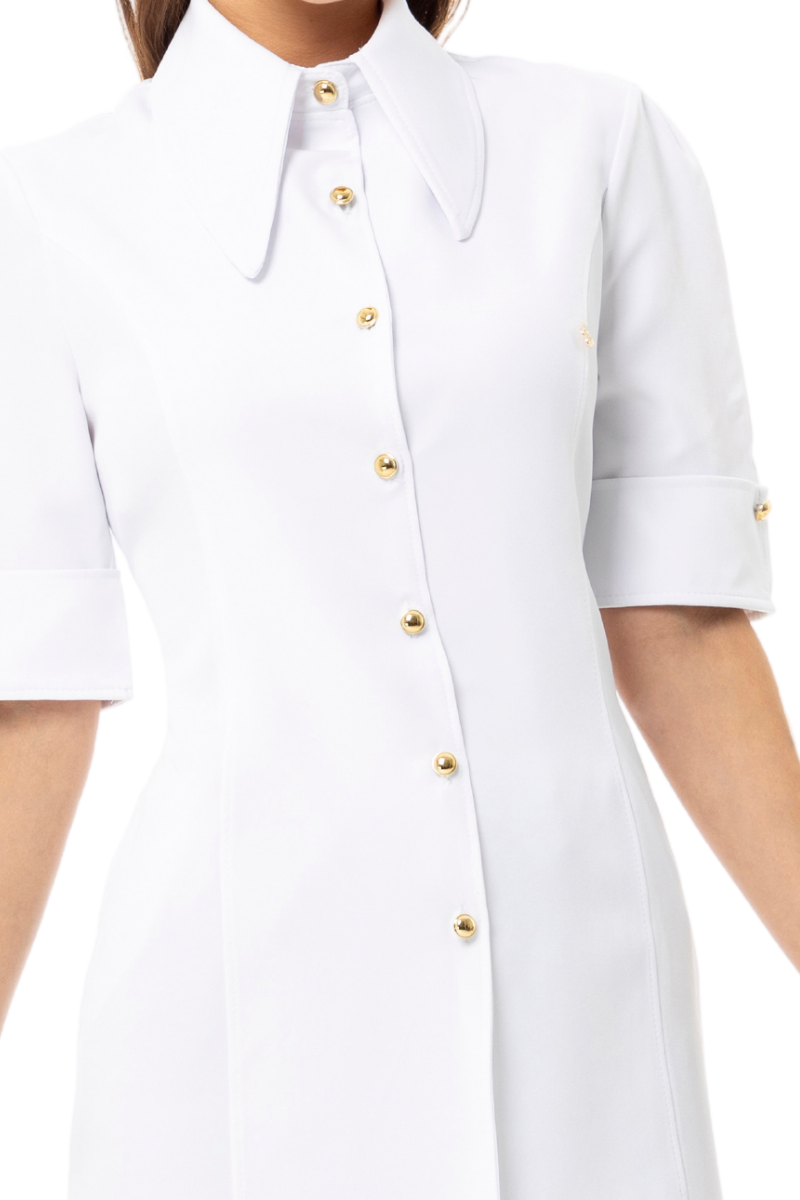 Jaleco Feminino Manga Curta Encanto - Branco - Risco Finno